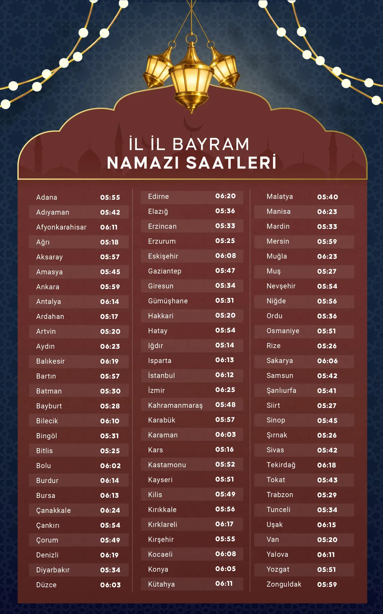 İl il bayram namazı saatleri! İşte en merak edilen şehirler ve bayram ...